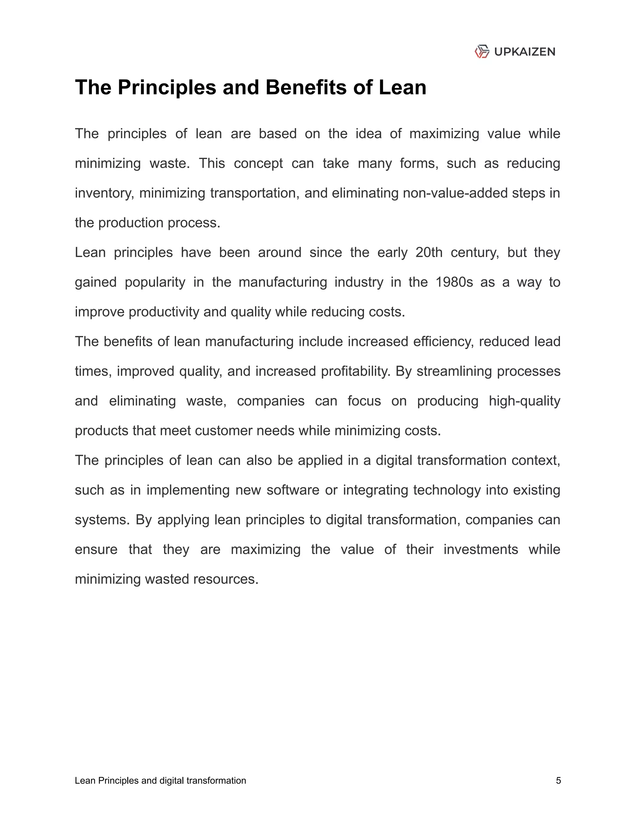 Lean Principles and Digital Transformation | PDF