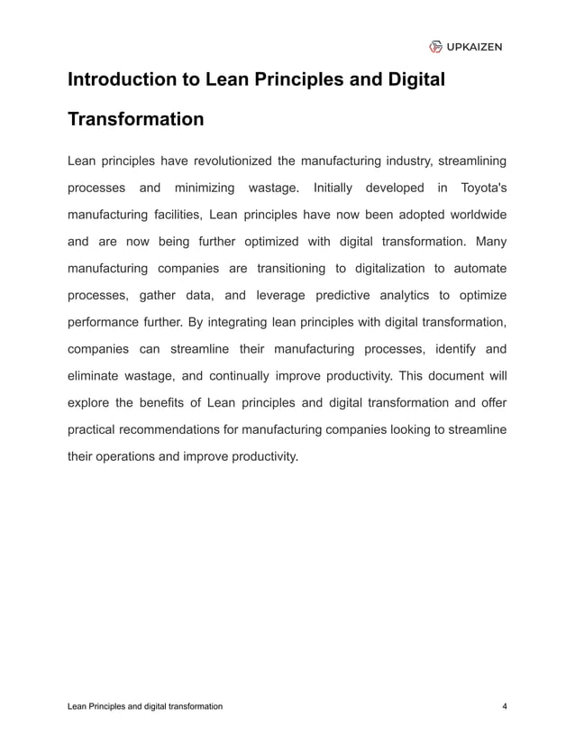 Lean Principles and Digital Transformation | PDF