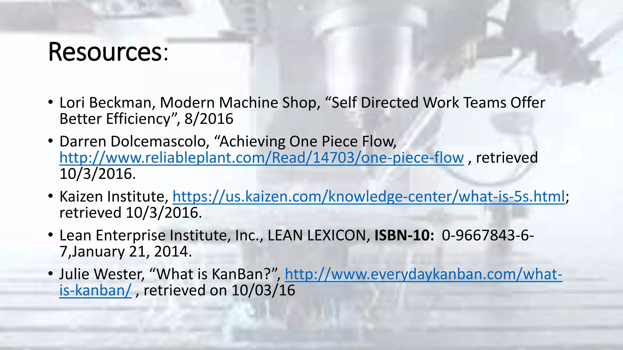 Lean Principles that Apply to the Machinist/Machineshop | PPTX