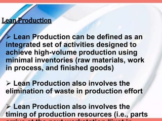 Lean Process and Production | PPTX | Logistics | Business