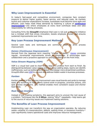 Lean process improvement - Group50 Consulting | PDF