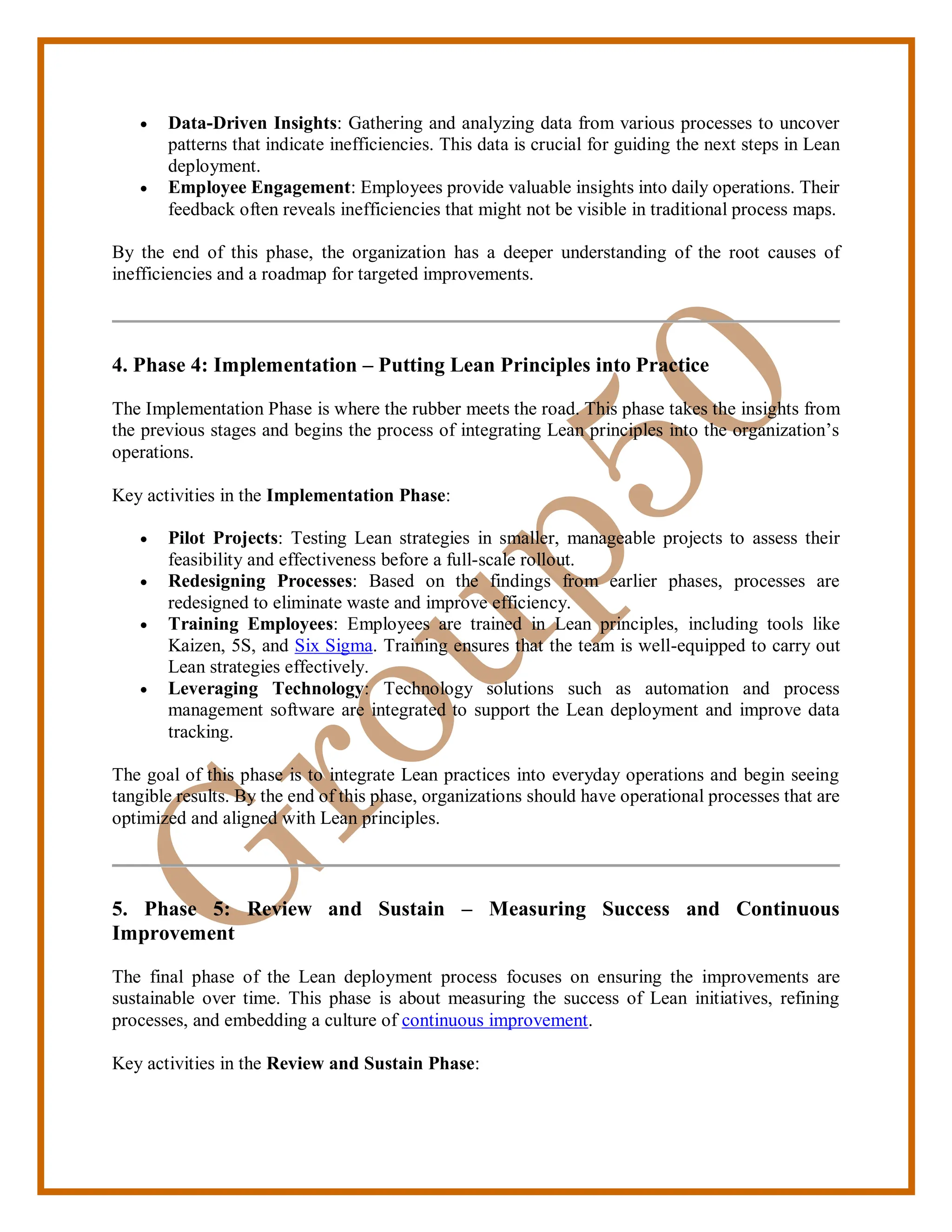 5 Phases of Lean Deployment: A Complete Guide for Professionals | PDF