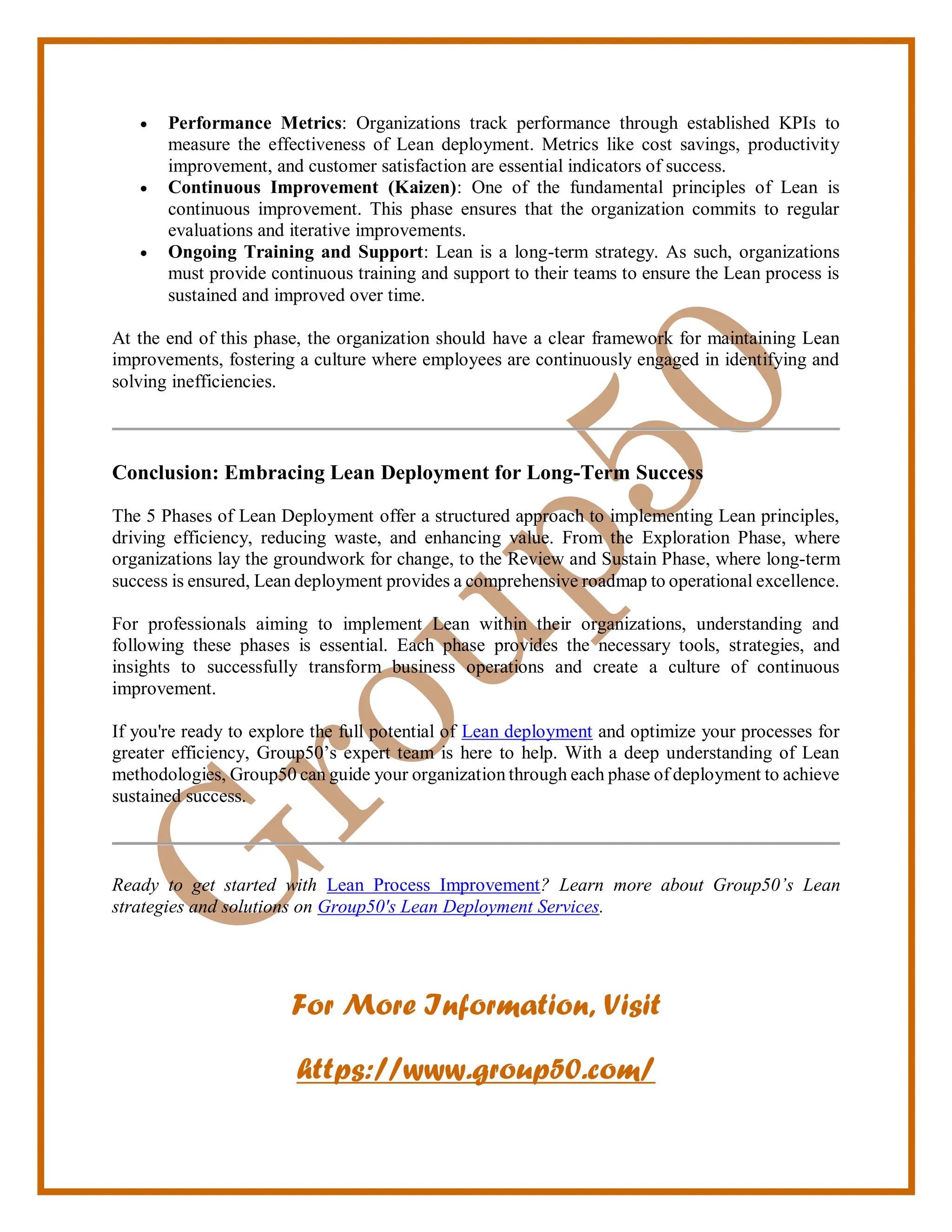 5 Phases of Lean Deployment: A Complete Guide for Professionals | PDF