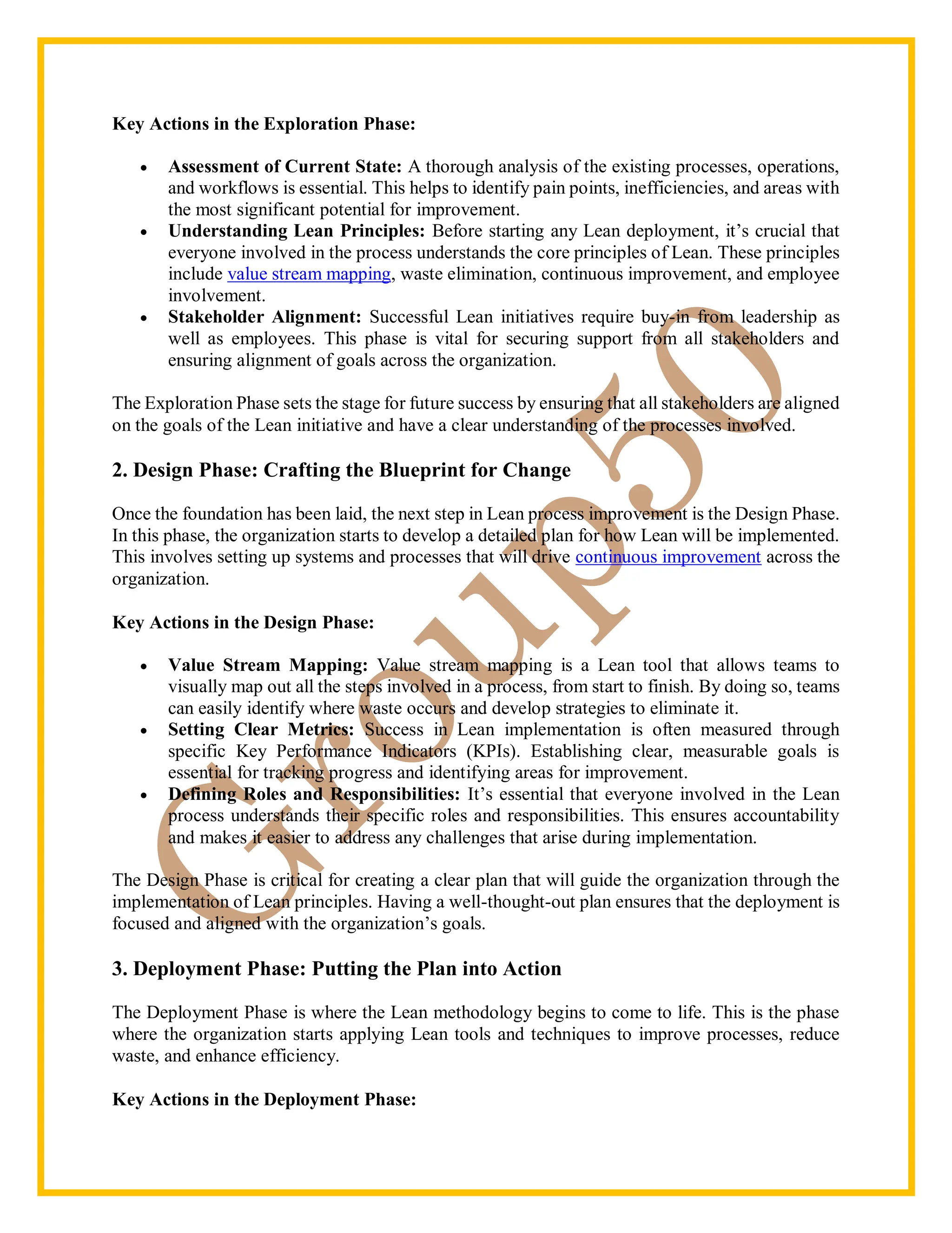5 Key Phases of Lean Process Improvement Deployment | PDF
