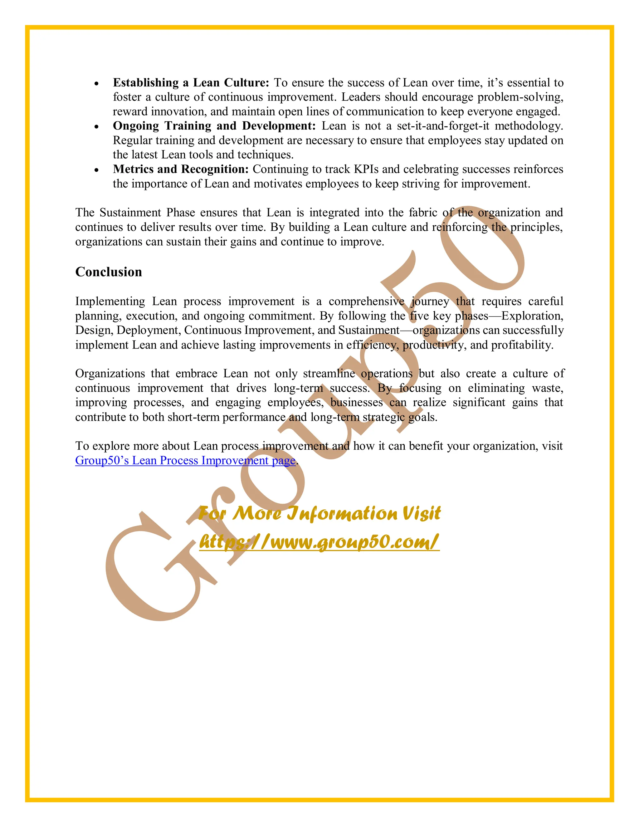 5 Key Phases of Lean Process Improvement Deployment | PDF