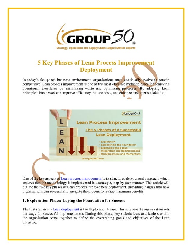 5 Key Phases of Lean Process Improvement Deployment | PDF