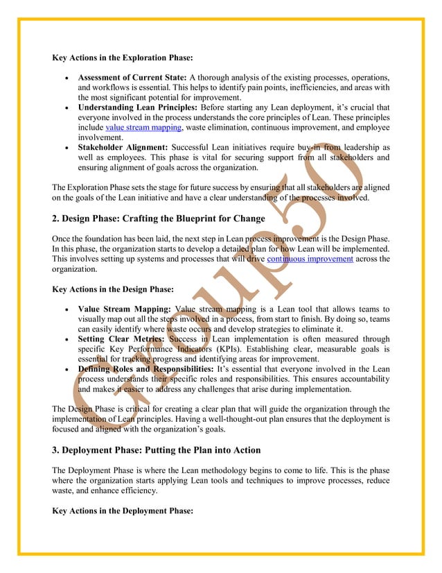5 Key Phases of Lean Process Improvement Deployment | PDF
