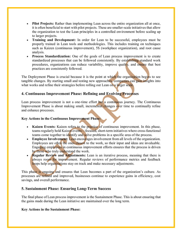 5 Key Phases of Lean Process Improvement Deployment | PDF