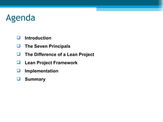 Lean Project Management Sample | PPT
