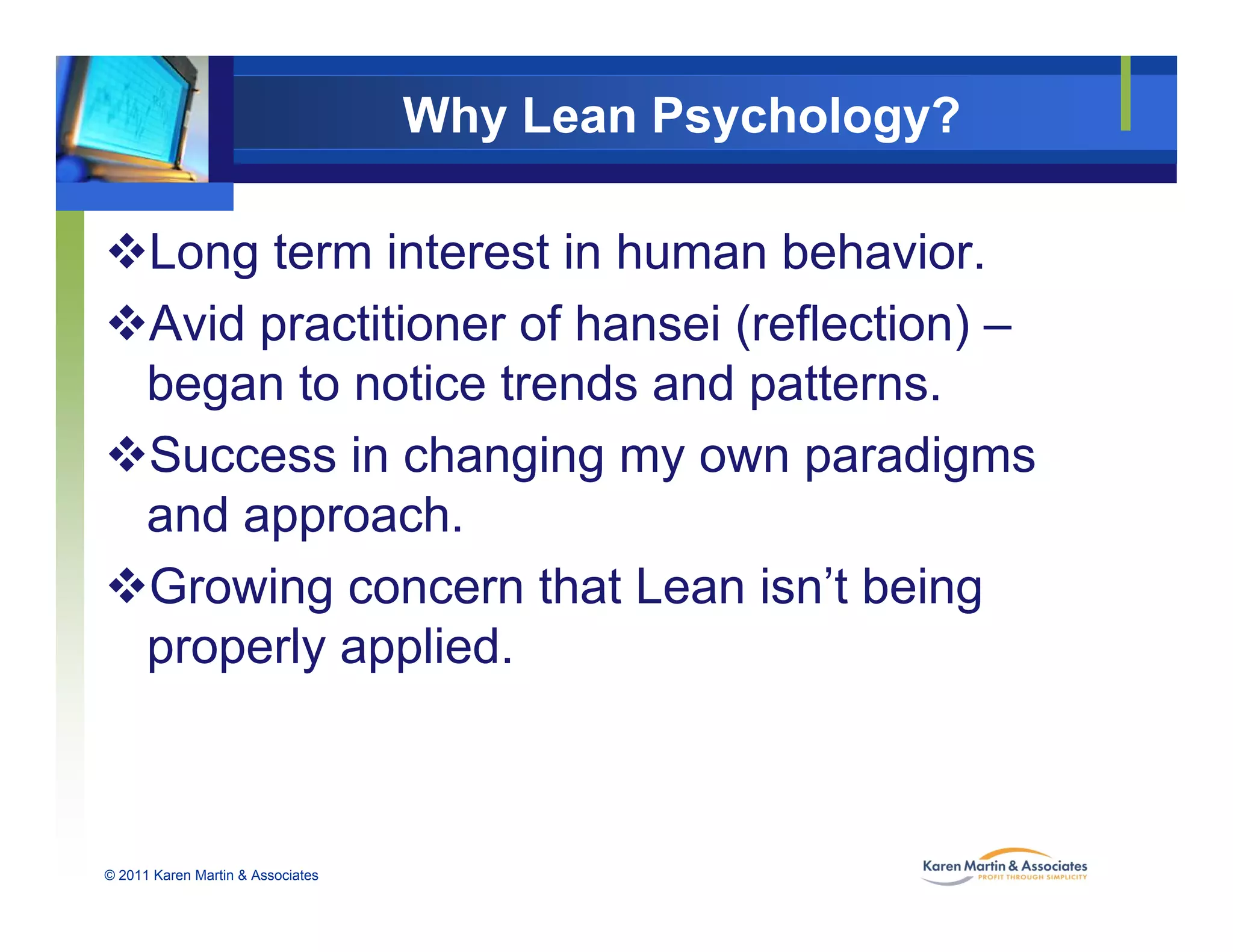 Lean Psychology: Leveraging Human Nature to Achieve Optimal Improvement ...