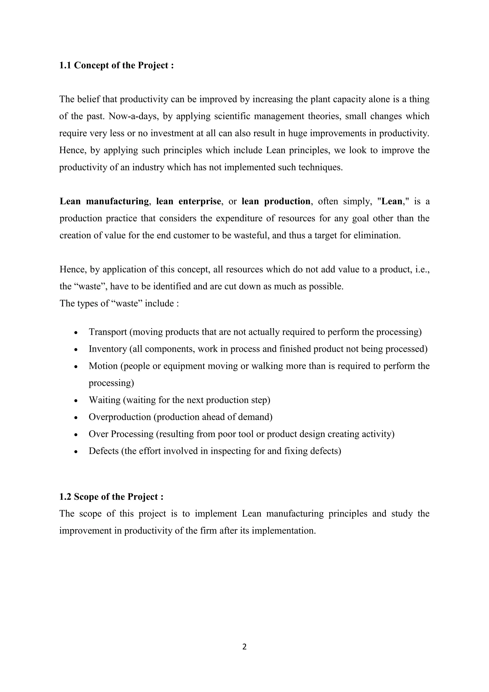 Lean manufacturing report | DOCX