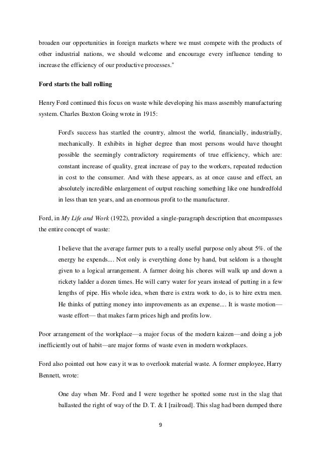 Lean manufacturing report