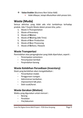 Lean six sigma green belt project at pln area serpong | PDF