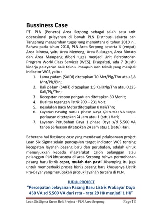 Lean six sigma green belt project at pln area serpong | PDF