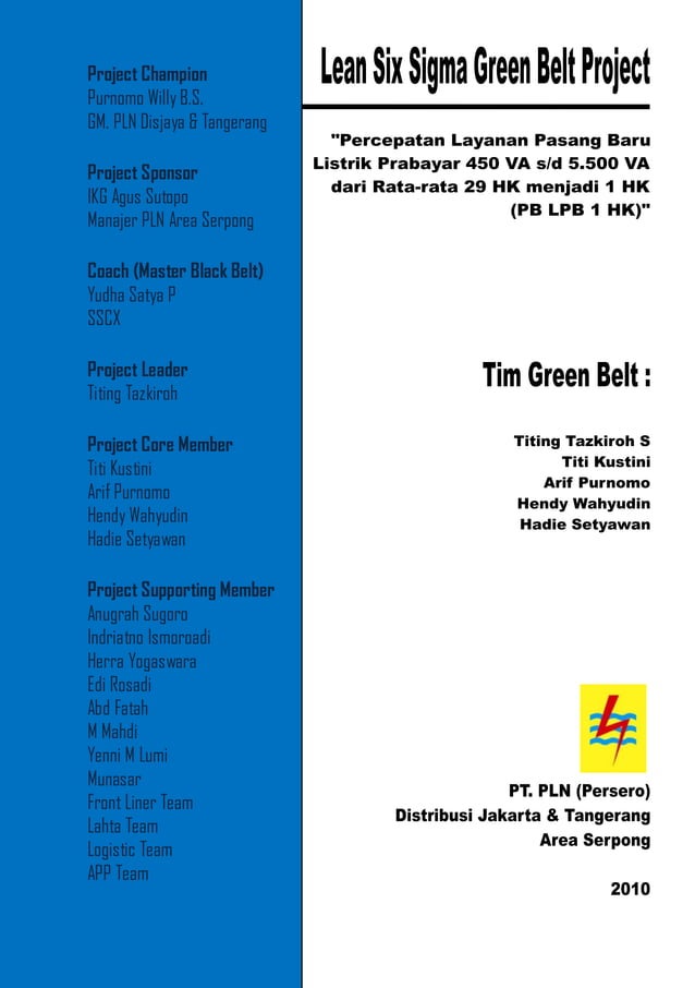 Lean six sigma green belt project at pln area serpong | PDF