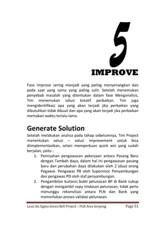 Lean six sigma green belt project at pln area serpong | PDF