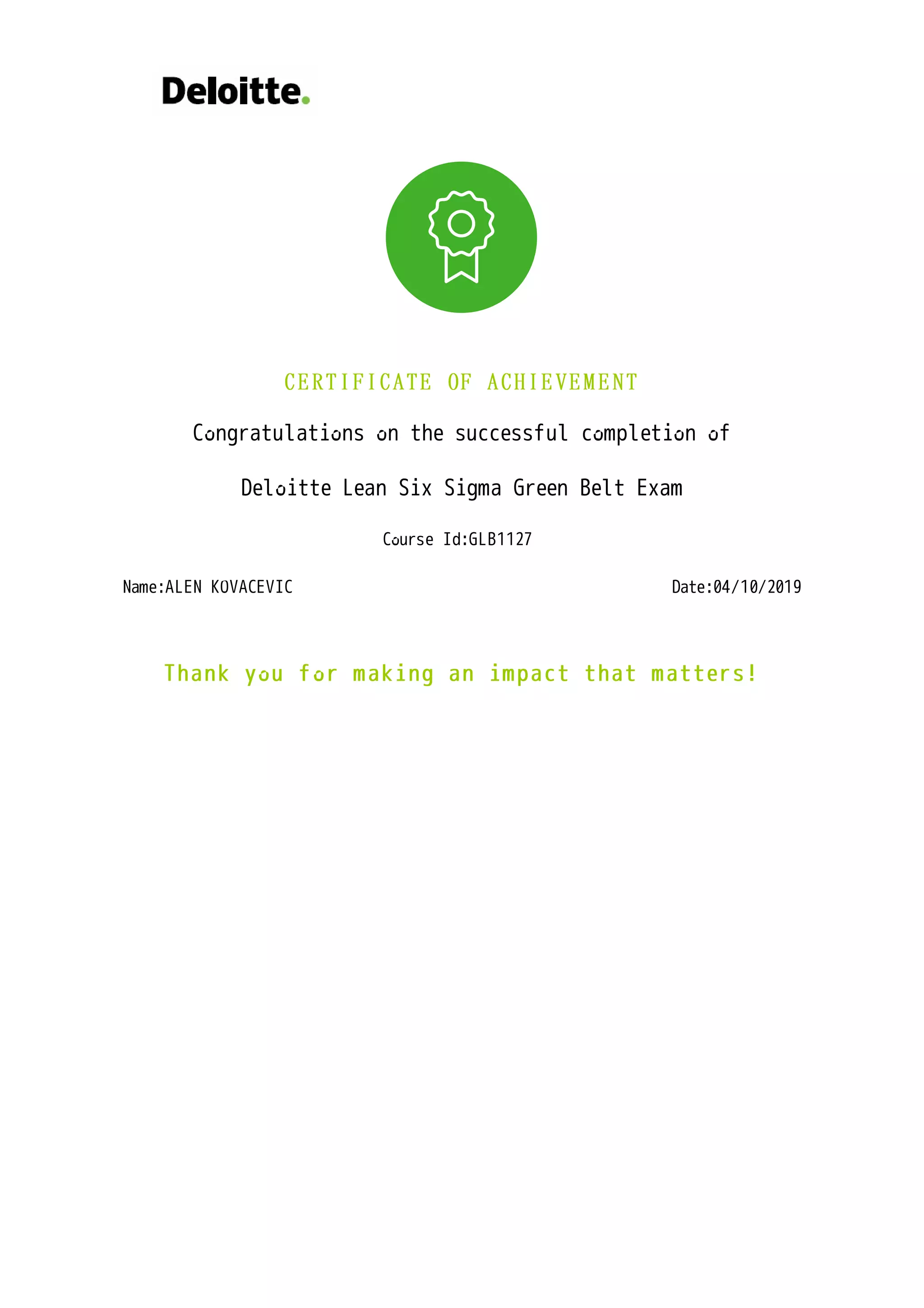 Lean six sigma green belt deloitte | PDF | Free Download