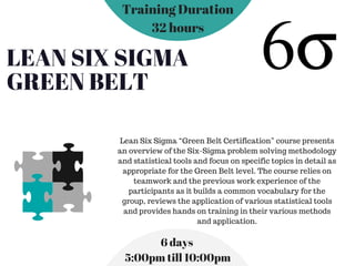 Lean Six Sigma Green Belt Outline | PDF