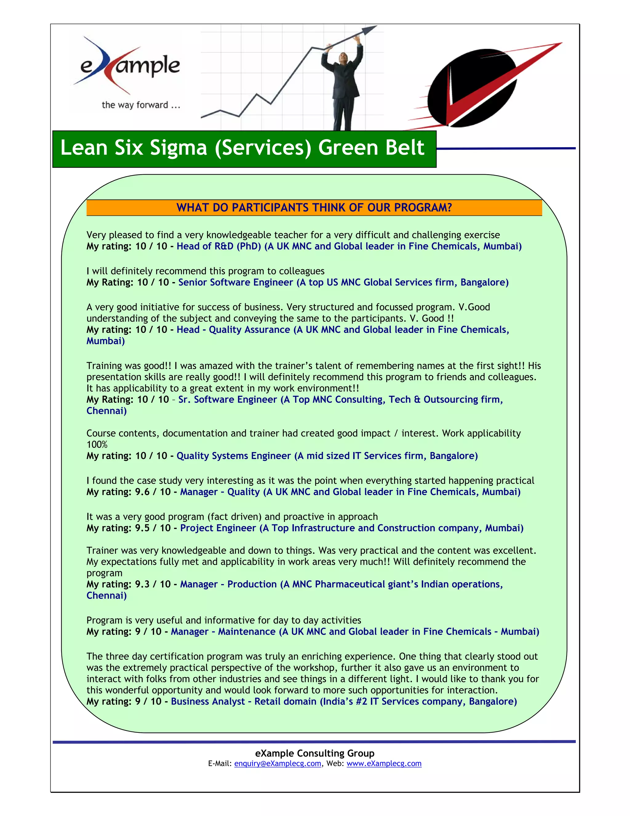 Lean Six Sigma Green Belt Services Certification Brochure | PDF