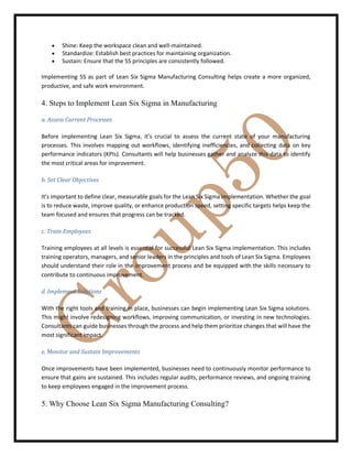 Maximizing Efficiency with Lean Six Sigma Manufacturing Consulting: A Guide for Professionals | PDF
