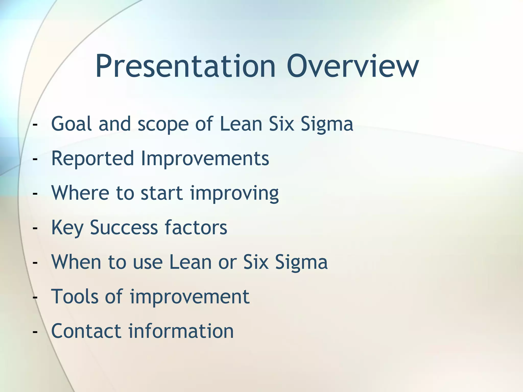 Lean Six Sigma Overview | PPT