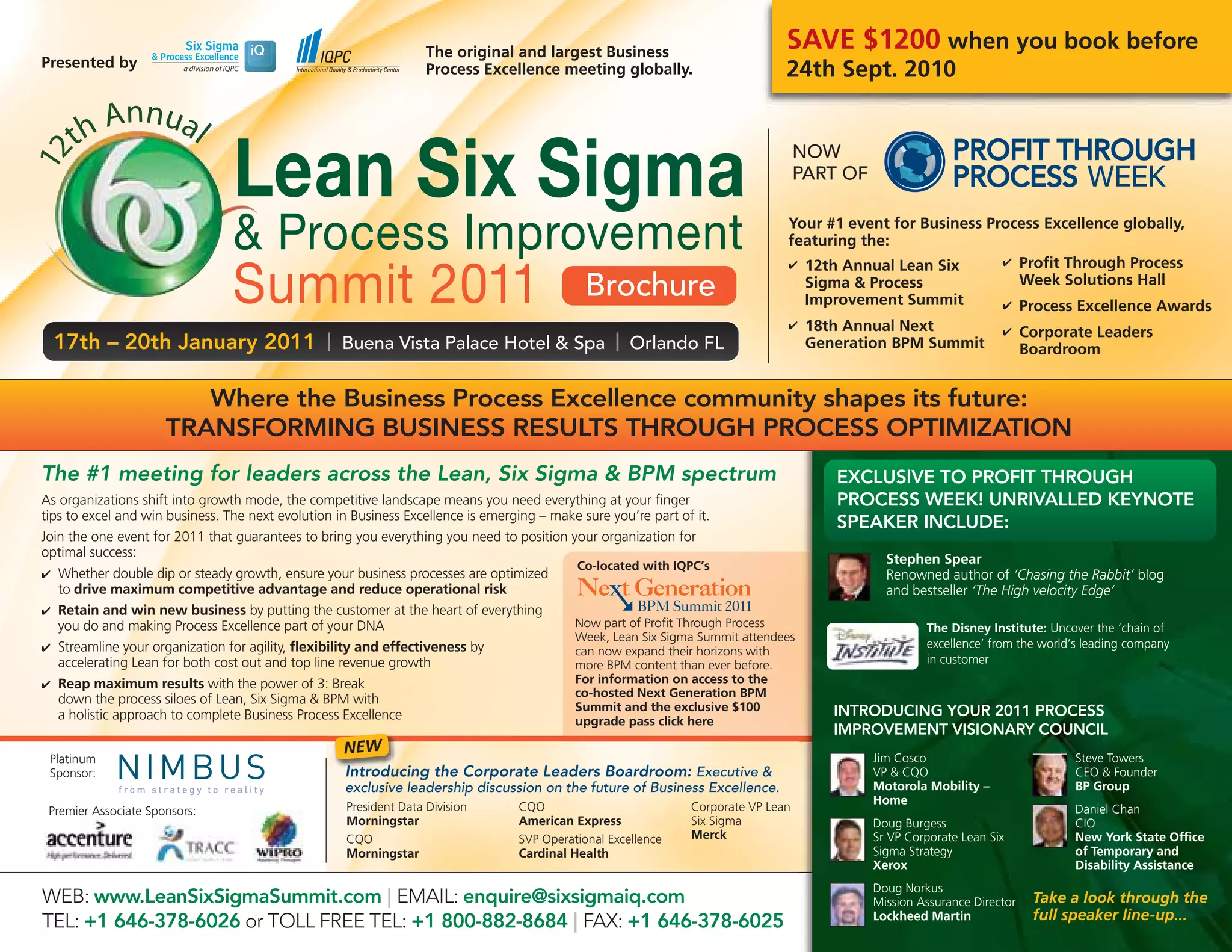 Lean Six Sigma Summit Brochure | PPT