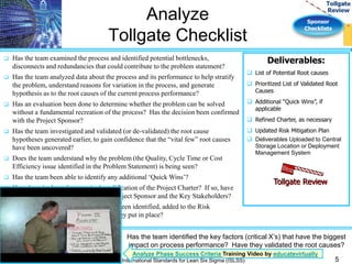 Lean six sigma tollgate checklists | PPTX