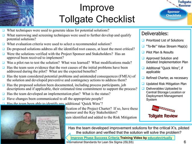 Lean six sigma tollgate checklists | PPTX