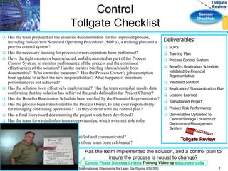 Lean six sigma tollgate checklists | PPTX