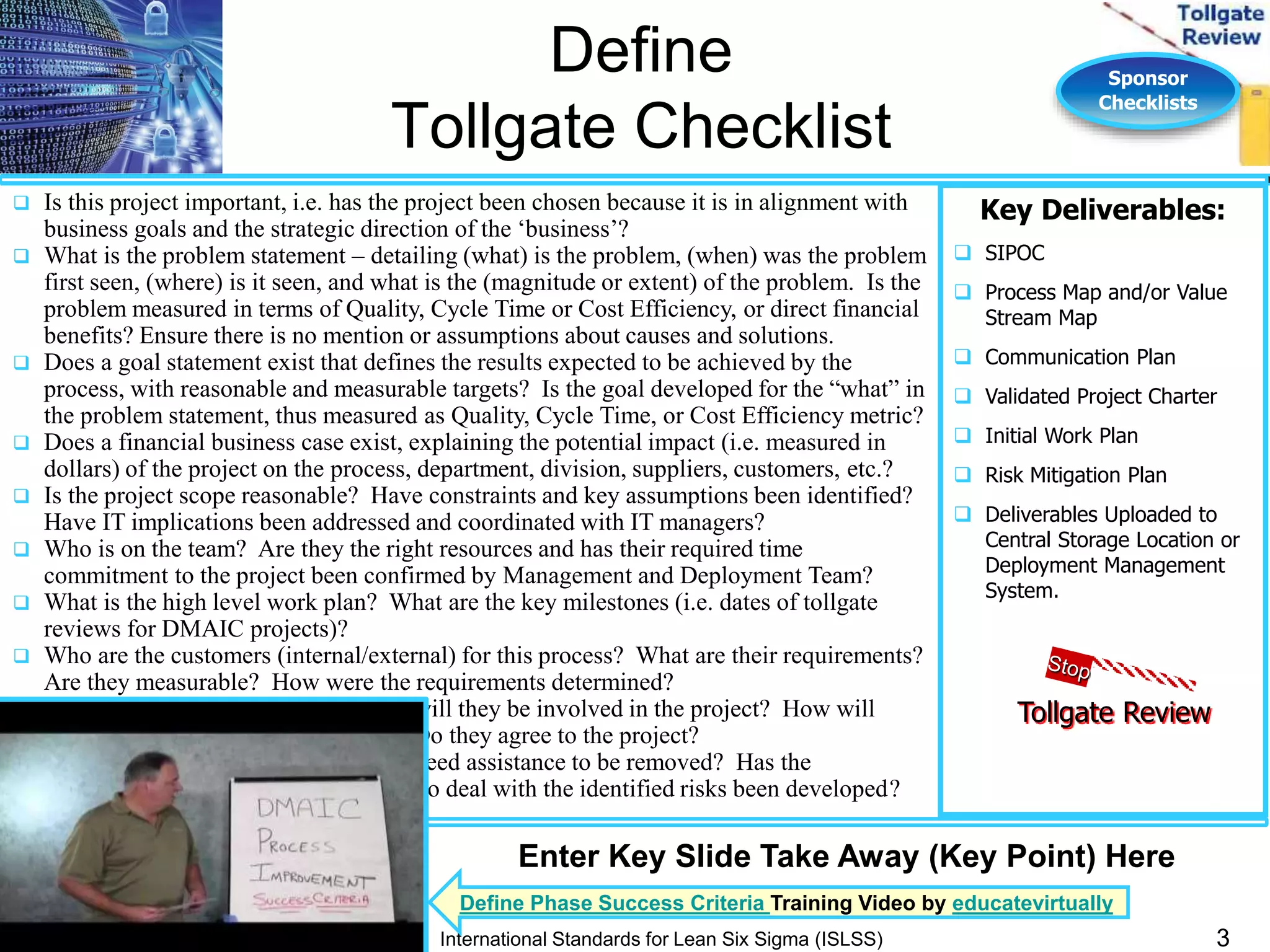 Lean six sigma tollgate checklists | PPTX