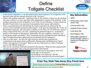 Lean six sigma tollgate checklists | PPTX