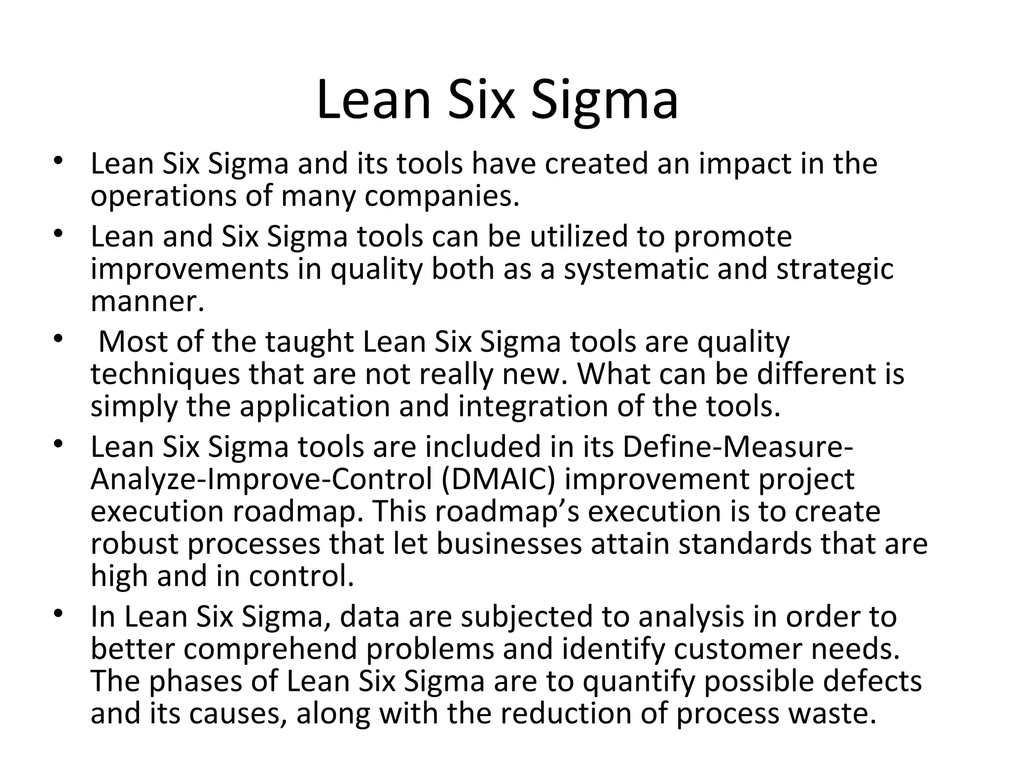 Lean six sigma tools and techniques | PPT