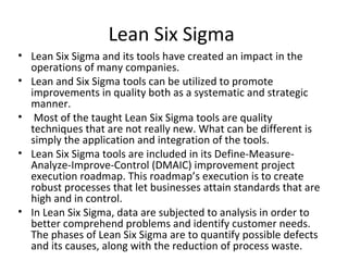 Lean six sigma tools and techniques | PPT
