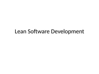 Lean software Development for Agile Framework | PPTX