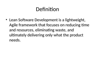 Lean software Development for Agile Framework | PPTX