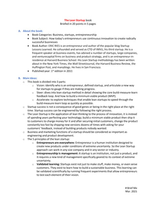 Summary of "The lean startup book by ERIC RIES" | PDF