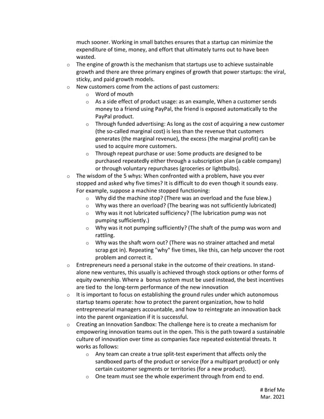 Summary of "The lean startup book by ERIC RIES" | PDF