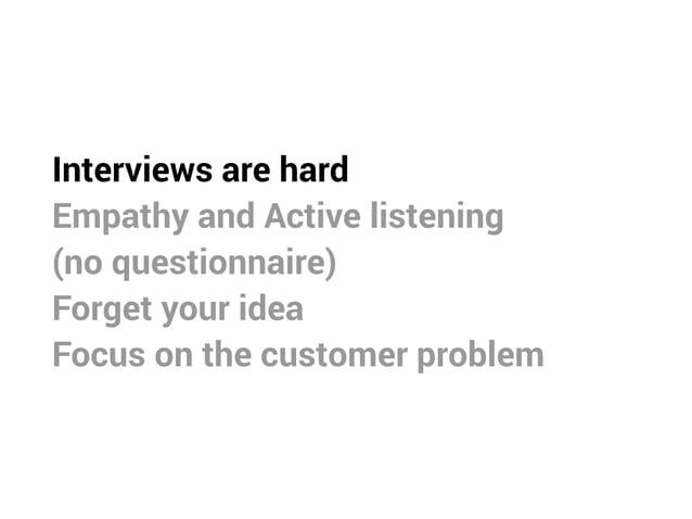 Lean Startup Customer Development Interview | PPT