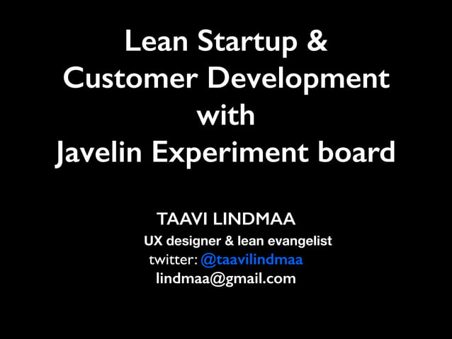 Lean startup & customer development with Javelin Experiment Board | PDF ...