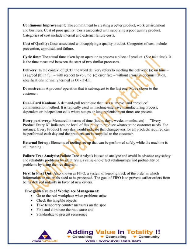 Lean Terminology | PDF