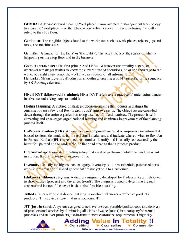 Lean Terminology | PDF