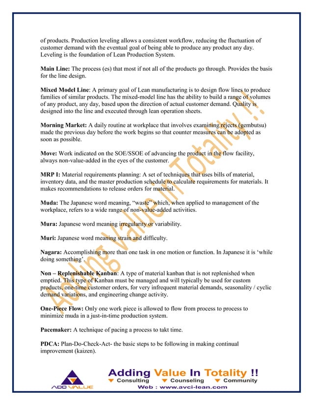 Lean Terminology | PDF