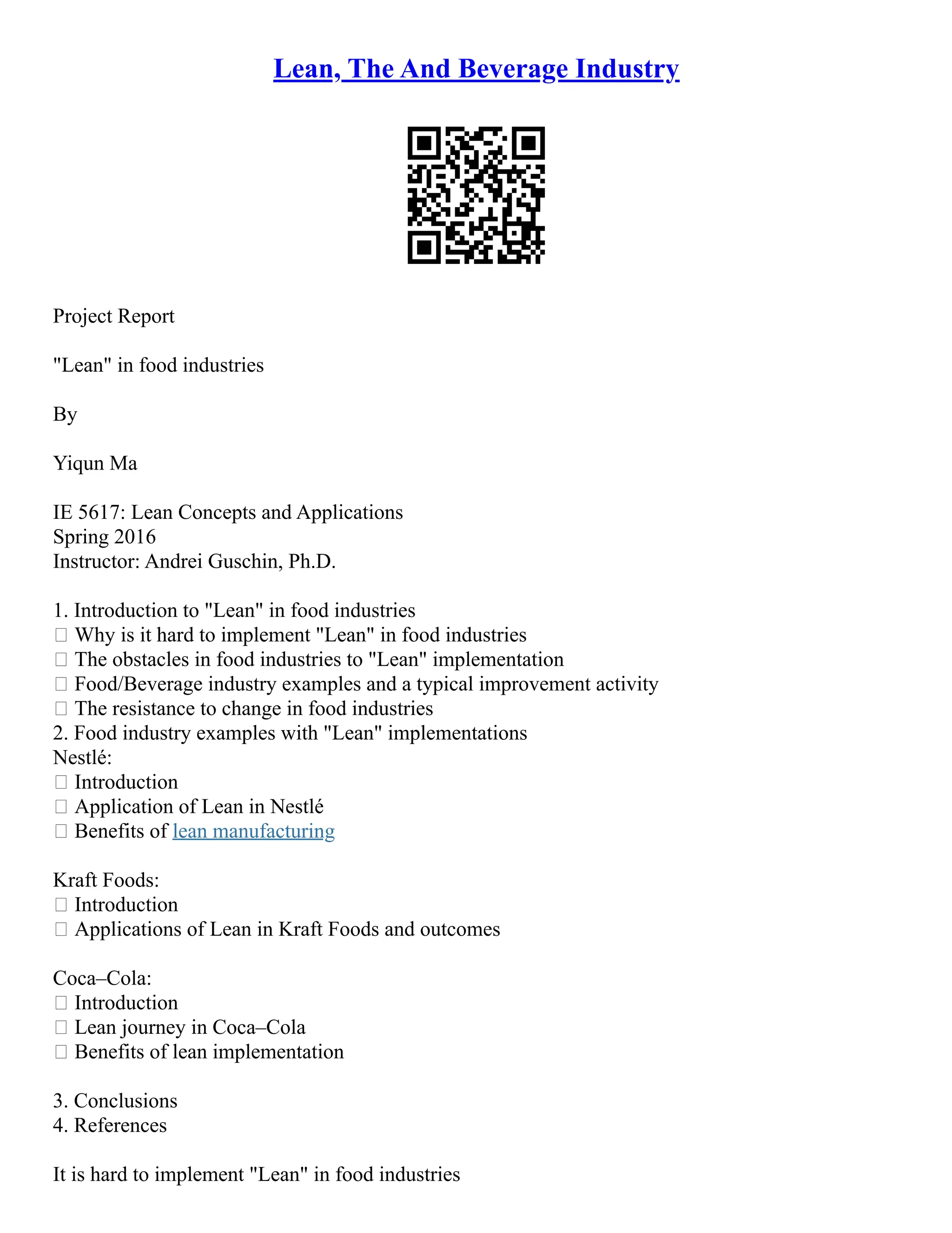 Lean, The And Beverage Industry | PDF