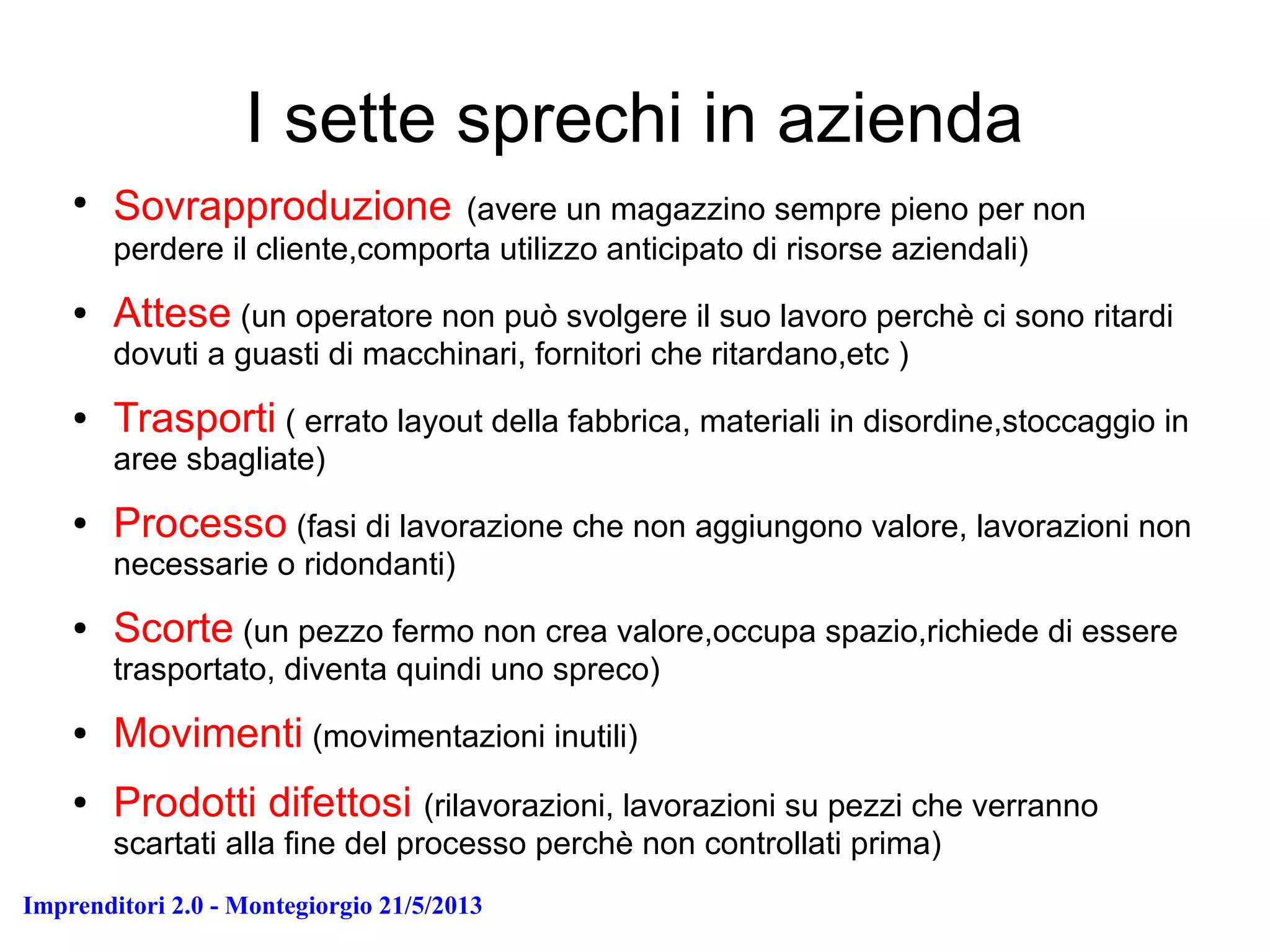 Lean thinking /riduzione degli sprechi in azienda e Innovazione | PDF ...