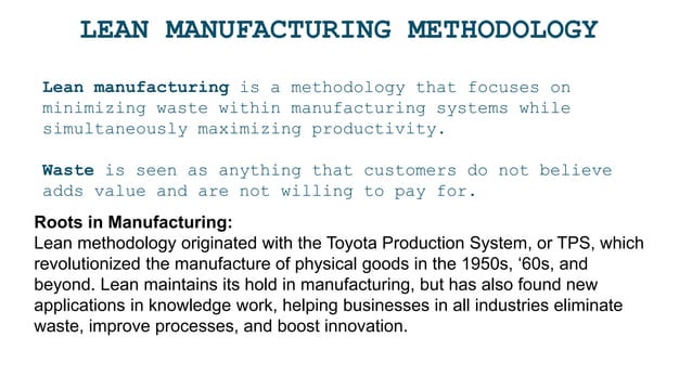 Lean Manufacturing essential tools for all manufacturing industry | PPTX