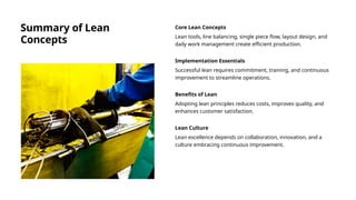 Understanding Lean tools, line balancing, Single piece flow | PPTX