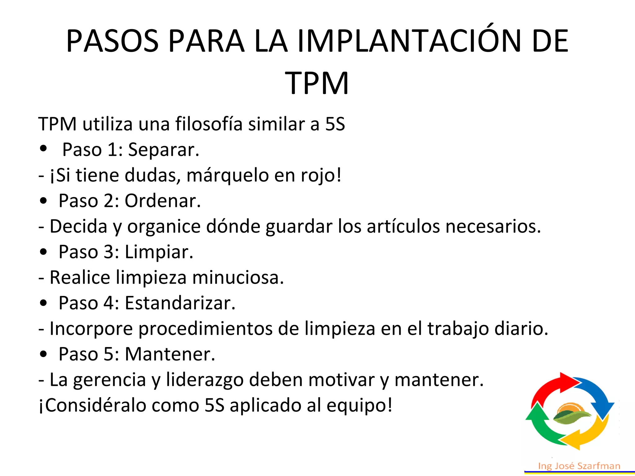 Lean tpm mantenimiento productivo total | PPT