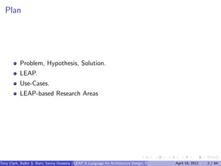 LEAP A Language for Architecture Design, Simulation and Analysis | PDF