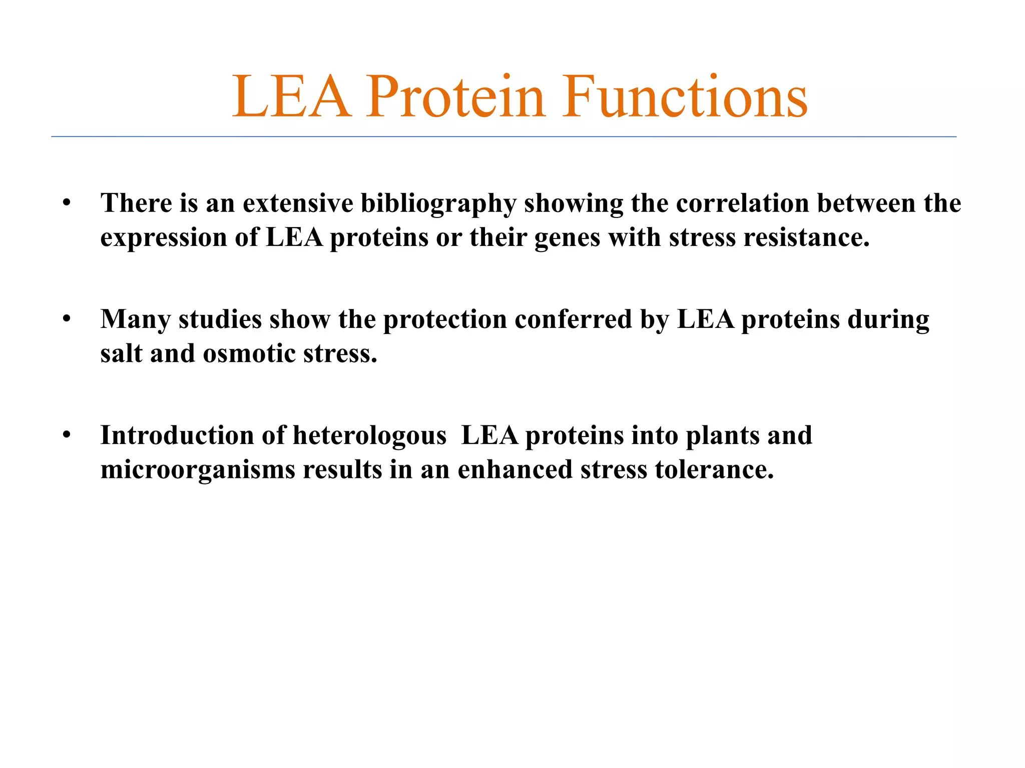 LEA(late embryogenesis abundant) protiens and heat shock | PPTX