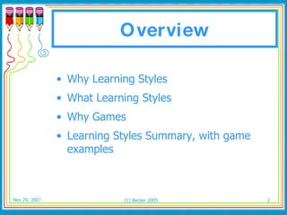 Learning Styles & Videogames | PPT